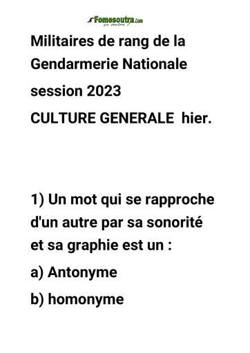 CORRECTION DU SUJET DE LA GENDARMERIE D HIER