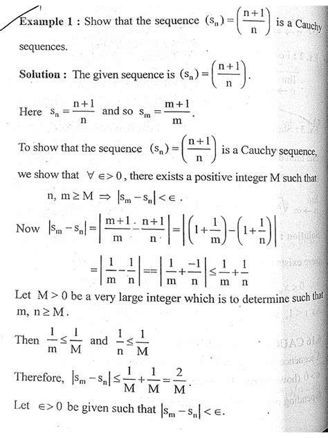 Cauchy Sequence Examples Pdf