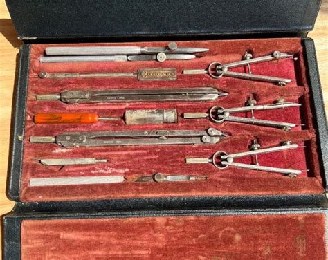 Antique Charvos No 677 Drafting Tool Set With Case Compass Dividers 1940s 1950s Etsy