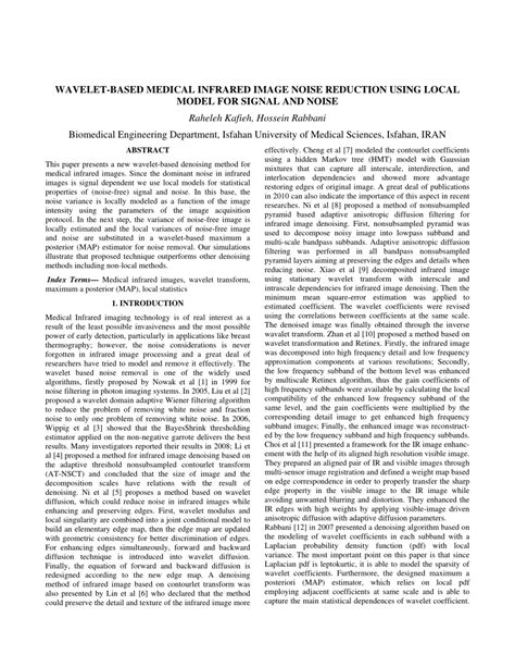 Pdf Wavelet Based Medical Infrared Image Noise Reduction Using Local