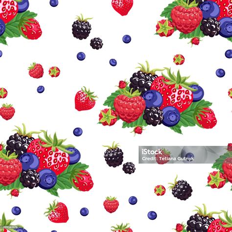 白色背景上的森林漿果無縫圖案 樹莓草莓藍莓黑莓在卡通簡單平面樣式中的食物載體插圖向量圖形及更多果醬圖片 果醬 矢量圖 貼紙 Istock