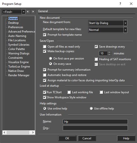 Program Setup TurboCAD Userguide Program Setup TurboCAD Userguide