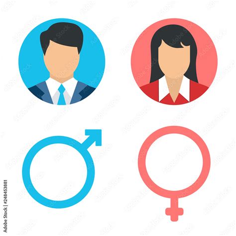 Vector Male And Female Icon Set User Avatar Man And Lady Toilet Sign