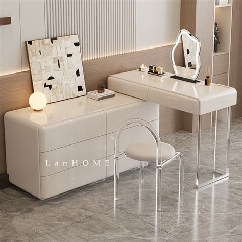 Lequa Furniture โต๊ะเครื่องแป้ง มินิมอล พร้อมลิ้นชัก 6 ชั้น ขาอะคริลิค ส่งฟรี Shopee Thailand