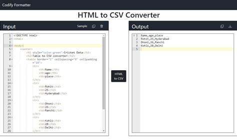 Online Html To Csv Converter