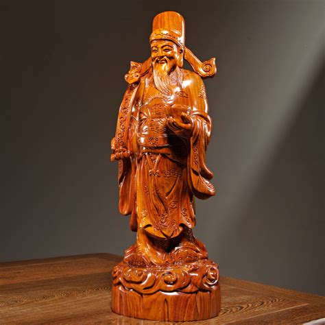 花梨木雕福禄寿三星神像摆件实木质工艺品送老人长辈祝寿贺寿礼品虎窝淘