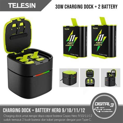 Promo Telesin Fast Charging Box 30W Dock 2 Battery Gopro Hero 9 10 11