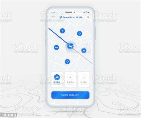 지도 Gps 네비게이션 Ux Ui 개념 스마트 폰지도 응용 프로그램 및 화면에 대상 핀 포인트 응용 프로그램 검색지도 탐색 기술지도 도시 네비게이션지도 도시 거리 추적 위치