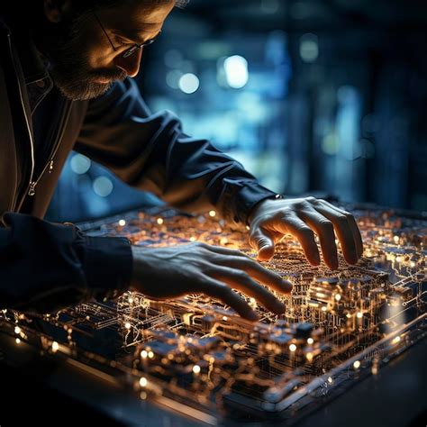 Premium Photo Ai Machine Learning Hands Of Robot And Human Touching