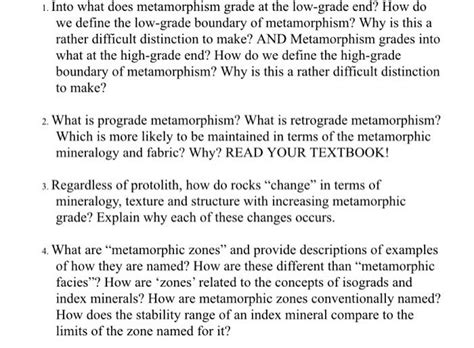 Solved 1 Into What Does Metamorphism Grade At The Low Grade