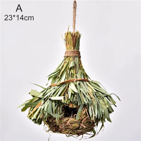 Birds Nest Hand Knitted Gourd Bird House Natural G Grandado