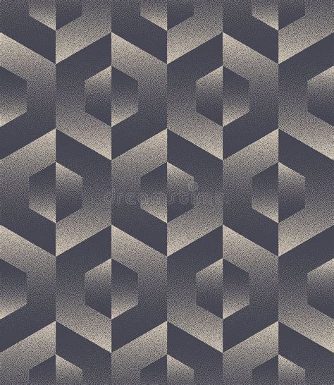 Split Hexagons Fancy Fashion Seamless Pattern Vector Dotwork Abstract