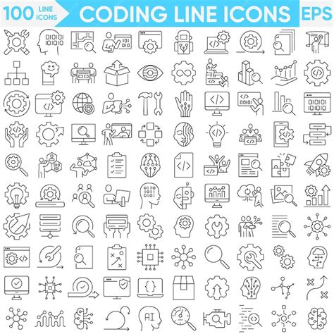 Premium Vector | Coding Line Icons Vector And Illustration Set