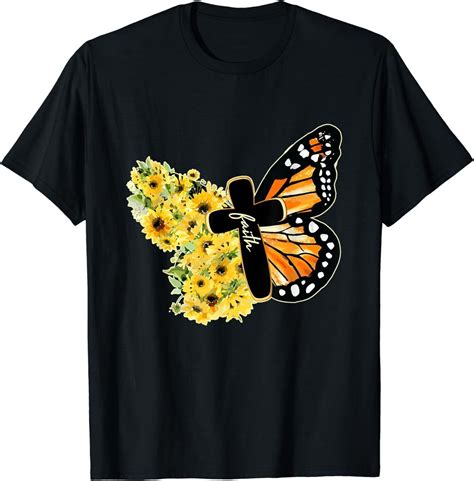 Faith Cross Sunflower Butterfly Christian Vintage T Shirt Walmart