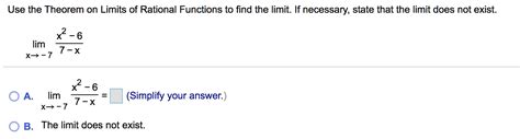Solved Use The Theorem On Limits Of Rational Functions To Chegg Com