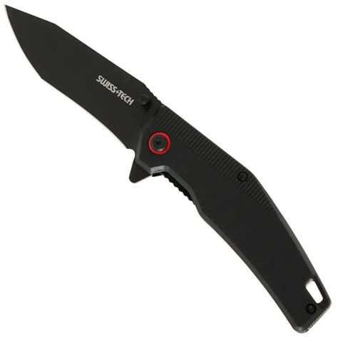 Swiss Tech Folding Knife - Black - Kymmata.com