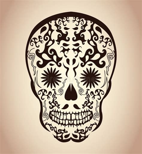 Dag Van De Dode Schedel Tatoegeringsschedel Vector Illustratie