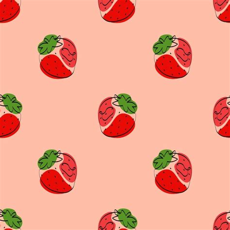Premium Vector Seamless Pattern With Strawberry Continuous One Line