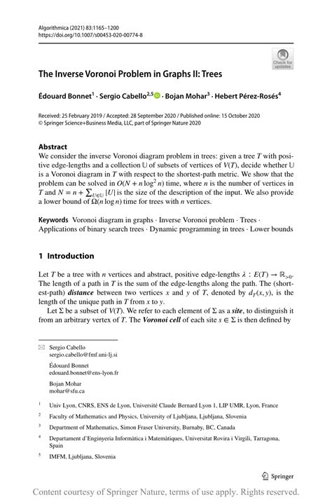 The Inverse Voronoi Problem In Graphs Ii Trees Request Pdf