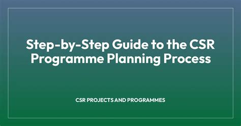 Step By Step Guide To The Csr Programme Planning Process • Csr Education
