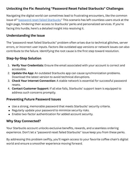 Ppt Unlocking The Fix Resolving Password Reset Failed Starbucks