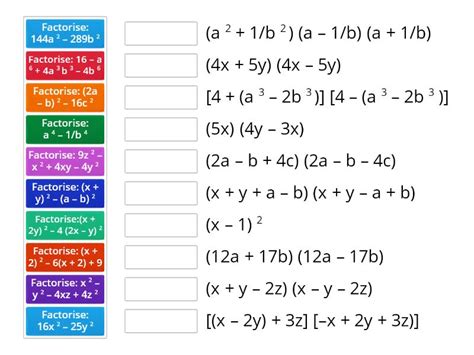 Factorisation Using Identities Match Up