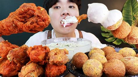Mukbang Asmr 뿌링클 핫뿌링클 닭다리 치킨 And 치즈볼 뿌링 치즈볼 뿌링 소스 찍어서 먹방 Korean Sweet Chicken Eating Sounds