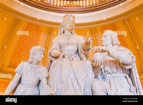 Statue Of Queen Isabella And Columbus In The Rotunda Of The State Capitol