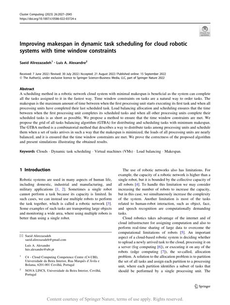 Improving Makespan In Dynamic Task Scheduling For Cloud Robotic Systems