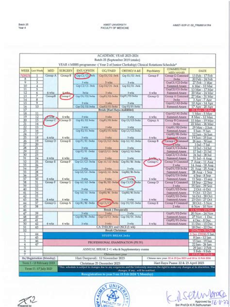 Batch 25 Year 4 Academic Calendar Pdf