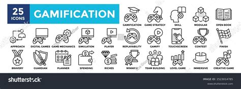 Gamification Icon Collection Set Containing Design Stock Vector