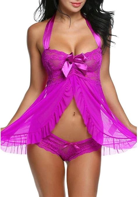 Fonxos Ropa De Dormir Para Mujer Conjunto De Lencería Sexy De Camisón Para Mujer Ropa Interior