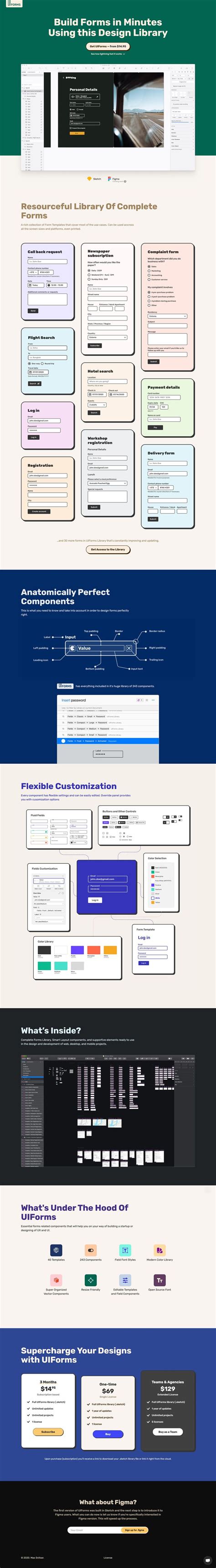 Long Scrolling Landing Page For Uiforms A Collection Of Form Ui