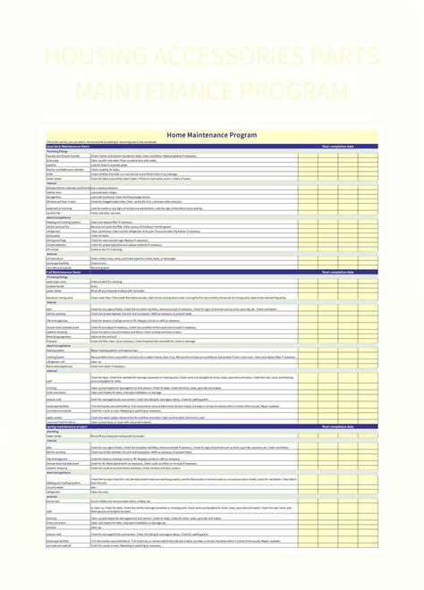 Spreadsheet Spare Parts List Template Excel Free