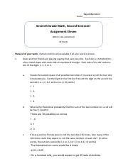 Math B Assignment Pdf Sajed Mamdouh Name Seventh Grade Math Second Semester Assignment