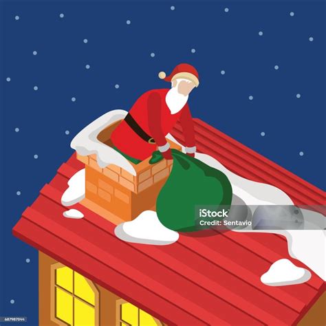 메리 크리스마스 해피 뉴가 어 평면 3d 아이소메트리 아이소메트릭 개념 웹 인포 그래픽 벡터 전단지 전단지 카드 엽서 서식 파일 산타 굴뚝에 올라 창의적인 겨울 휴일