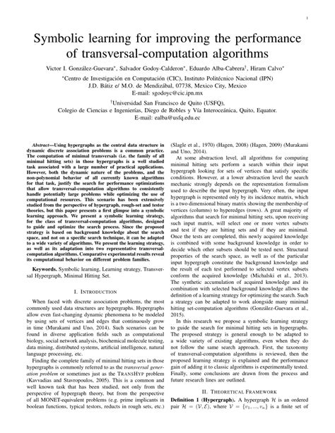 Pdf Symbolic Learning For Improving The Performance Of Transversal
