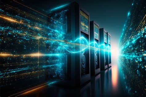 Server Room Data Center With Cinematic Lighting Generative Ai Stock