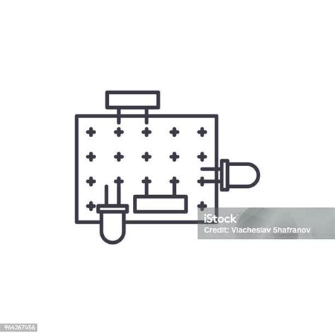 Konsep Ikon Linier Microchip Tanda Vektor Garis Microchip Simbol