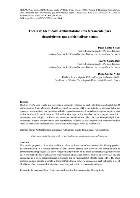 Pdf Environmentalist Identity Scale A Tool To Discover Which Environmentalists We Are