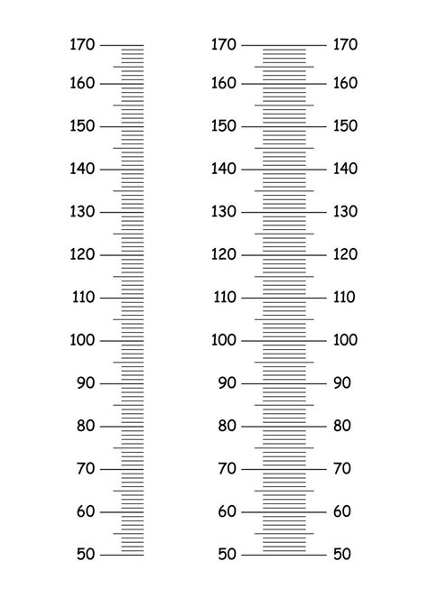 Height Chart From 50 To 170 Centimeters Set Of Templates For Wall