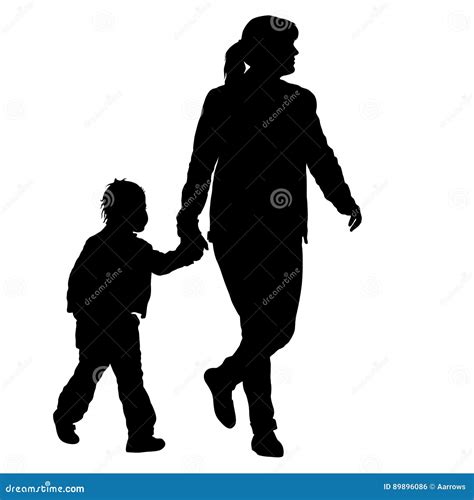 Silueta De La Familia Feliz En Un Fondo Blanco Ilustración Del Vector