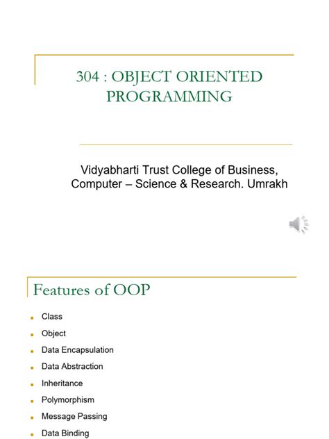 304 Object Oriented Programming Vidyabharti Trust College Of Business Computer Science