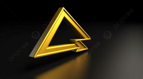 3d Rendered Icon Left Pointing Yellow Arrow Triangle Outline Directional Symbol Background
