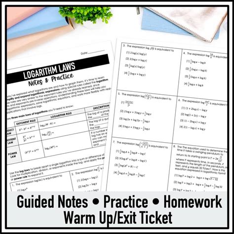 Logarithm Laws Expanding And Condensing Logarithms Lesson And Activity
