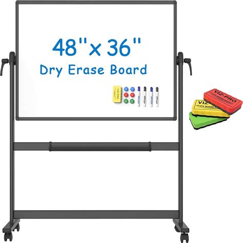 Viz Pro Double Sided Magnetic Mobile Whiteboard 48 X 36