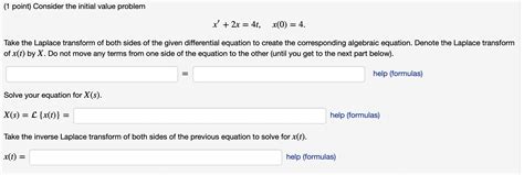 Solved 1 Point Consider The Initial Value Problem