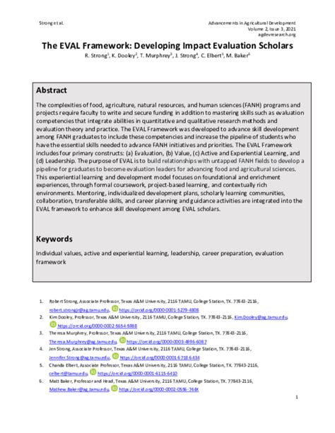 Pdf The Eval Framework Developing Impact Evaluation Scholars