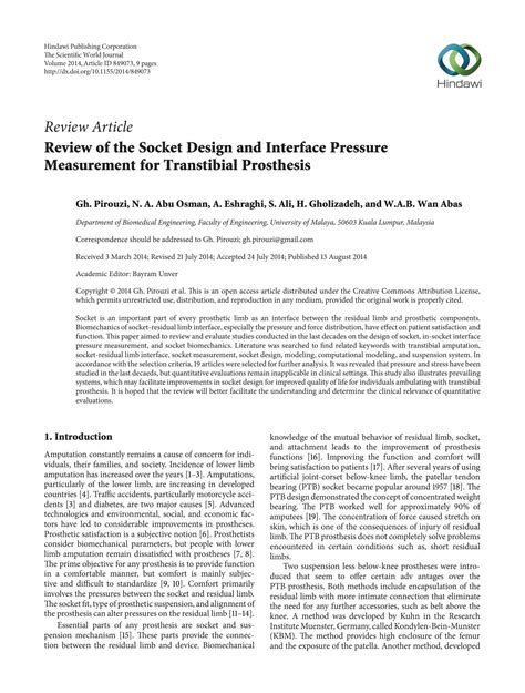 Solution 2014 586 Review Of The Socket Design And Interface Pressure