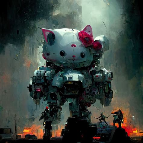 Dystopian Mech Hello Kitty Character Design Hello Kitty Mech
